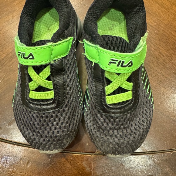 Fila | Shoes | Fila Kids Black And Neon Green Sneakers | Poshmark